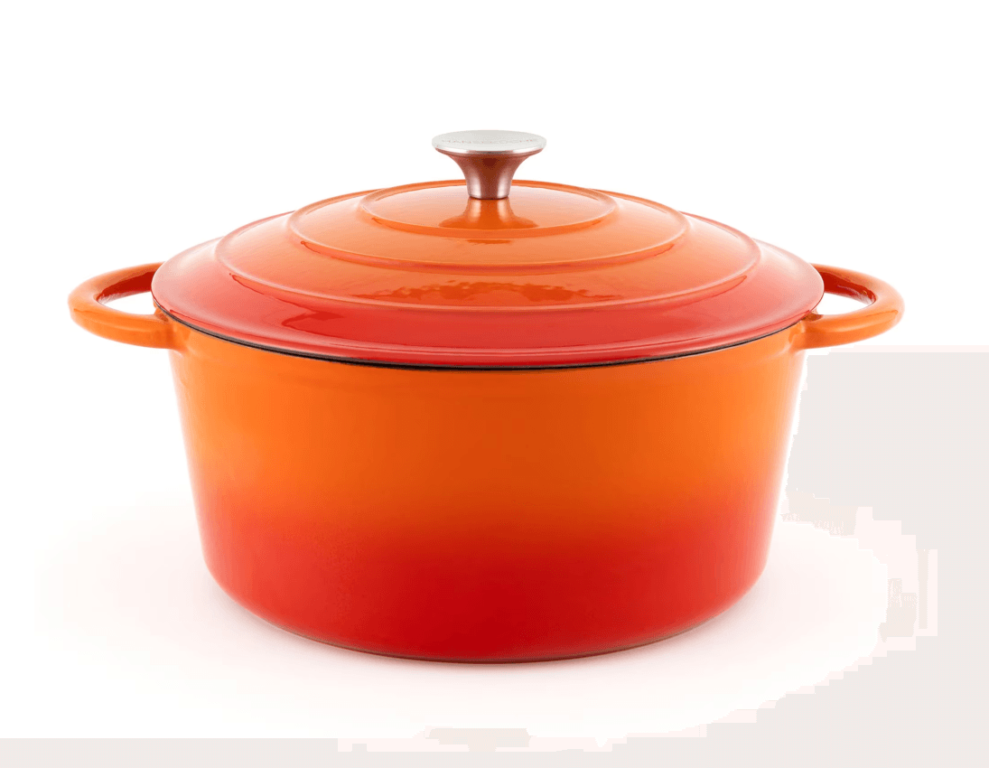 Oală din fontă emailată cu capac – 5L, portocaliu-roșu, ideală pentru ...